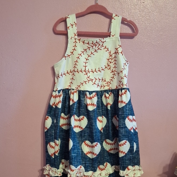 Dresses | Baseball Print Kids Dress Red And Blue | Poshmark